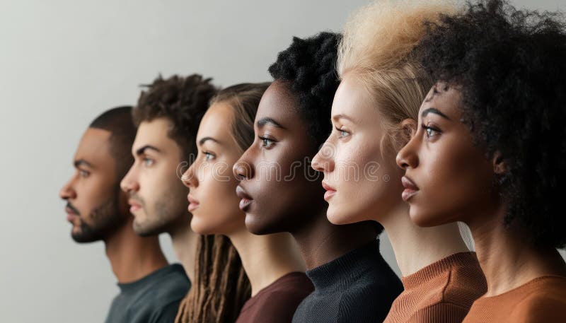 Diverse Group of People in a Side Profile Showcasing Unity and ...