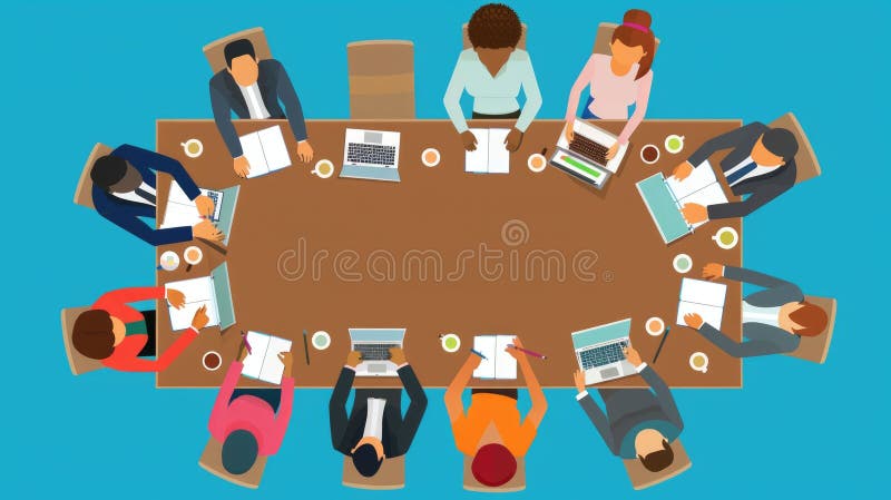 Diverse Group of People Sitting Around a Table Having a Meeting AIG535 ...