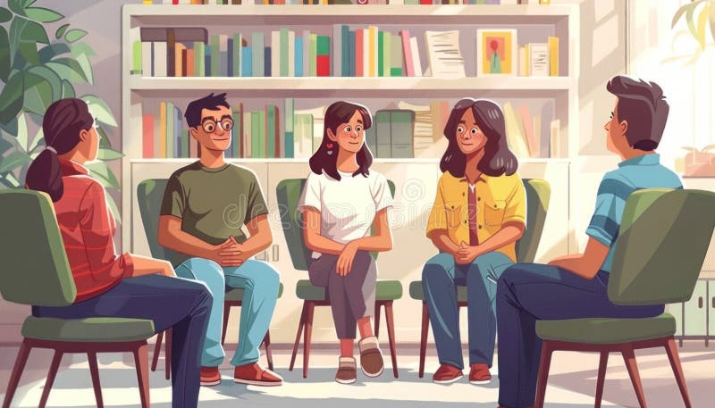 Diverse Group of People Sitting in Circle and Engaging in a Supportive ...