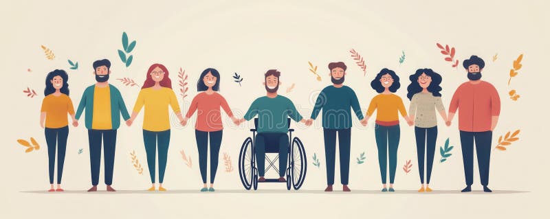 A Diverse Group of People Stand in a Row, Holding Hands and Displaying ...