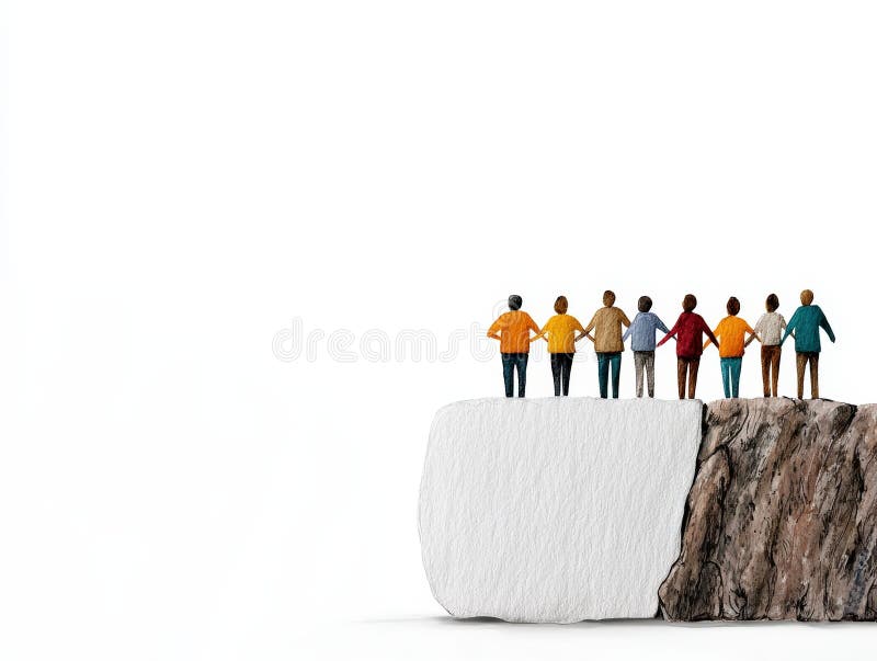 A Diverse Group of People Standing Together on a Ledge Symbolizing ...