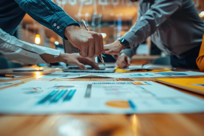 A Diverse Group of People Stands Around a Sturdy Wooden Table, Engaged ...