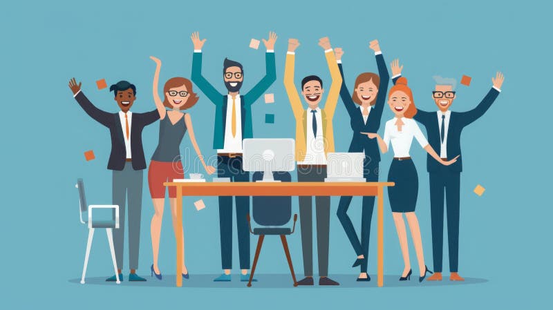 Energetic Collaboration at the Innovation Roundtable Stock Illustration ...