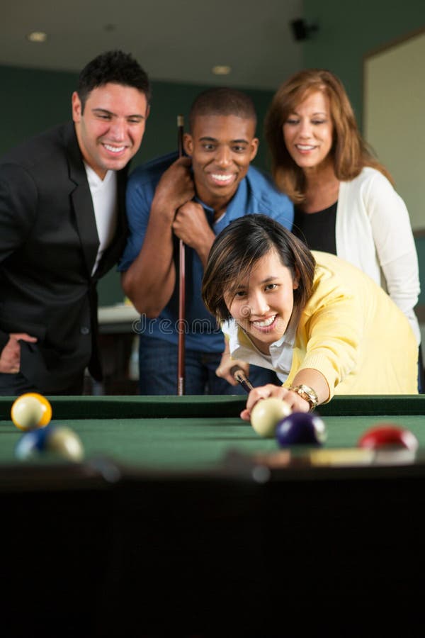 Diverse Group of People Playing Pool. Stock Image - Image of friendship ...