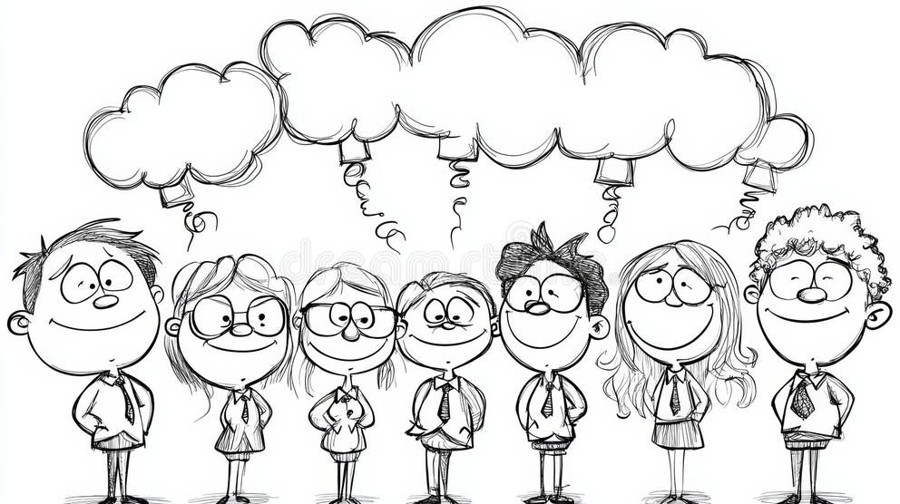 Diverse Group of People with Thought Bubbles, Ideas, Brainstorming ...