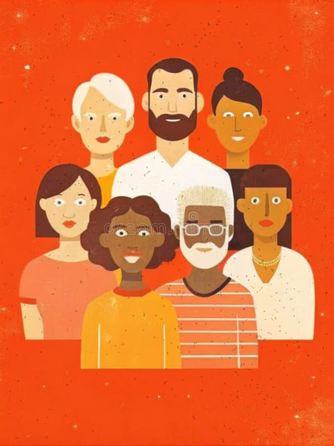 Diverse Group of People United in One Illustration Stock Illustration ...