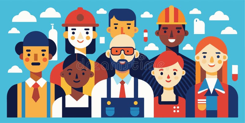 A Diverse Group of People with Various Occupations Standing Together ...