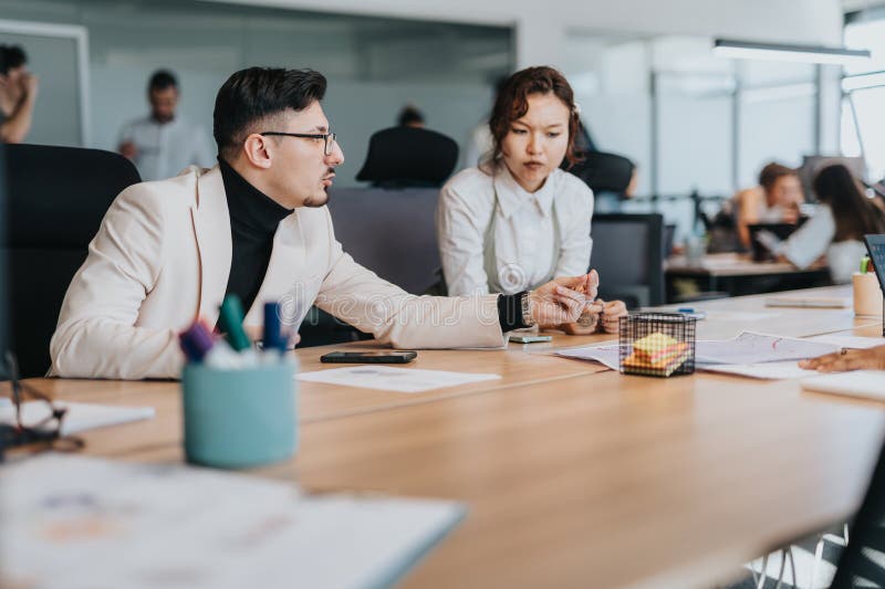 Diverse Business Team Collaborating in Modern Office Setting Stock ...