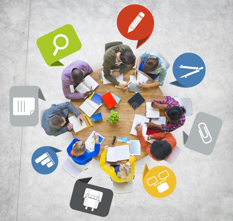 Diverse Group of People Working Around Table Stock Photo - Image of ...