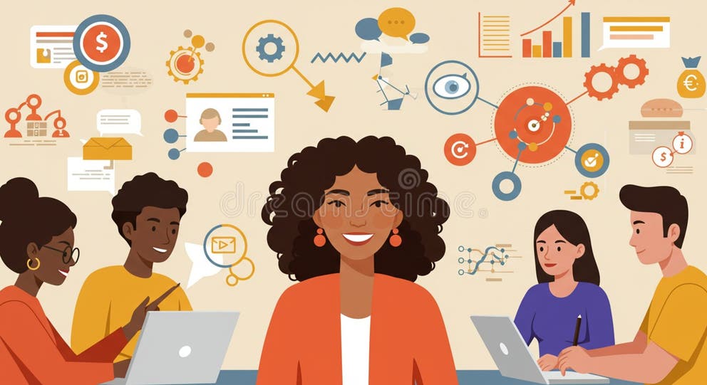 Diverse Group of People Working Collaboratively at Laptops. in the ...