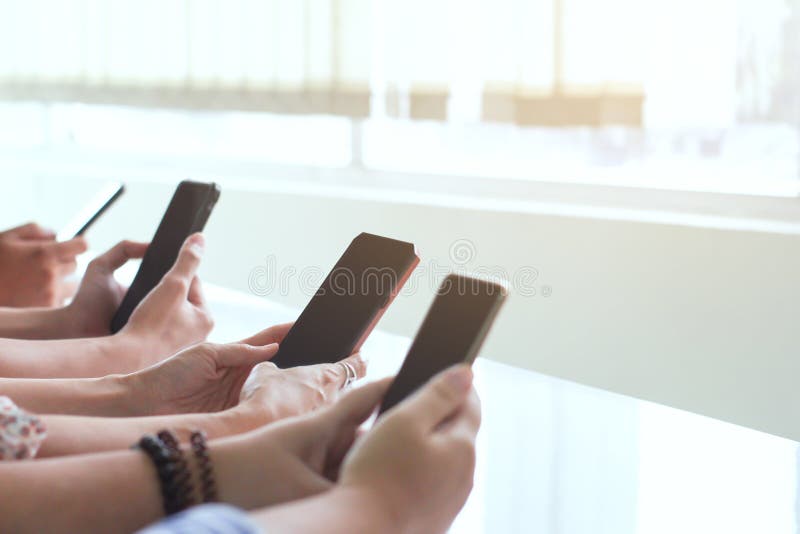 Diverse Group of People Working Mobile Phones,community Togetherness ...