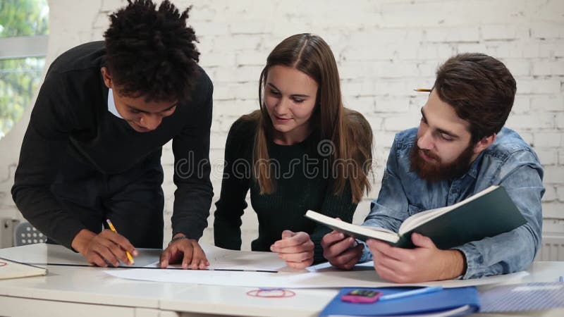 Diverse Group of People Working Together Drawing a Plan, Working on ...