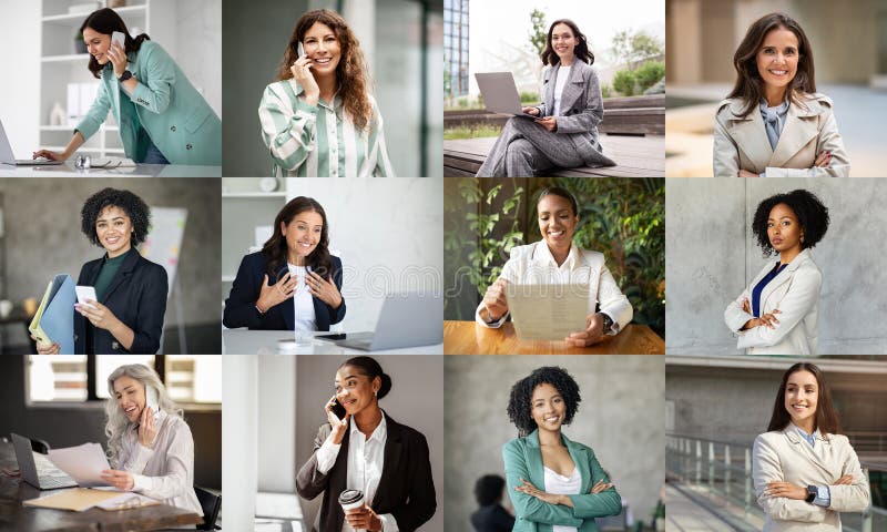 Diverse Group of Professional Women Engaging in Various Activities ...