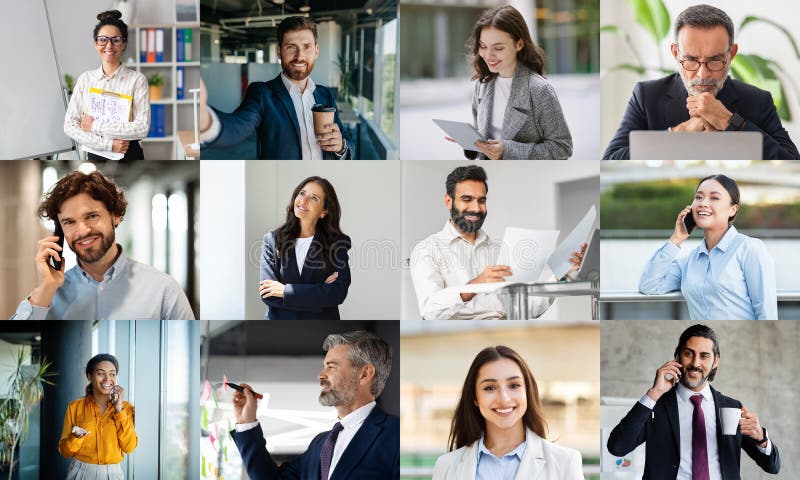 Diverse Group of Professionals Work in Modern Office Setting Stock ...