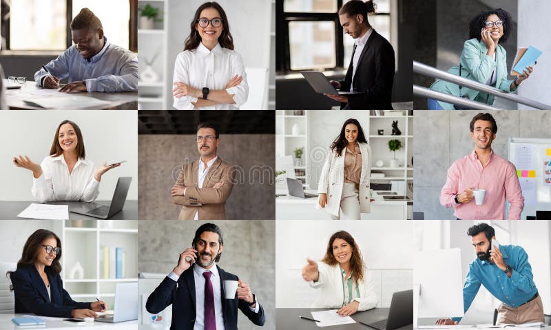 Diverse Group of Professionals Engaged in Various Work Activities Stock ...