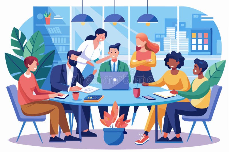 A Diverse Group of Professionals Collaborates Around a Table, Sharing ...