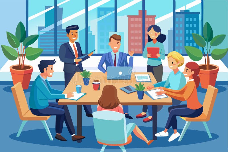 A Diverse Group of Professionals Collaborates during a Productive ...