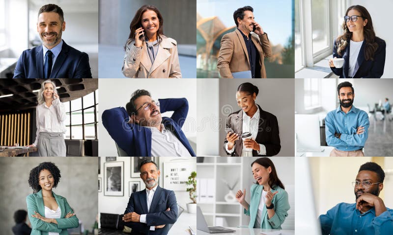 Diverse Group of Professionals Engaged in Various Activities Stock ...