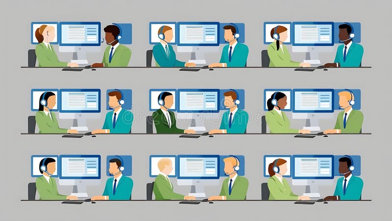 Diverse Group of Professionals Engaged in Virtual Communication and ...