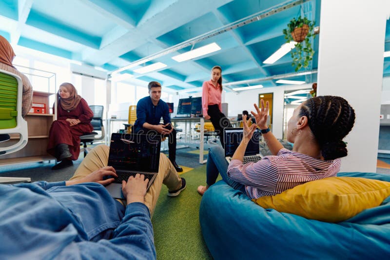 Creative Minds: Diverse Collaboration in Modern Startup Office Stock ...