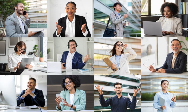 Diverse Group of Professionals Engaging in Various Office Activities ...