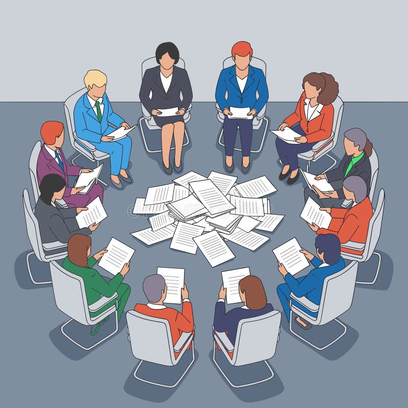 Dynamic Roundtable Meeting with Professionals Engaged in Discussion and ...