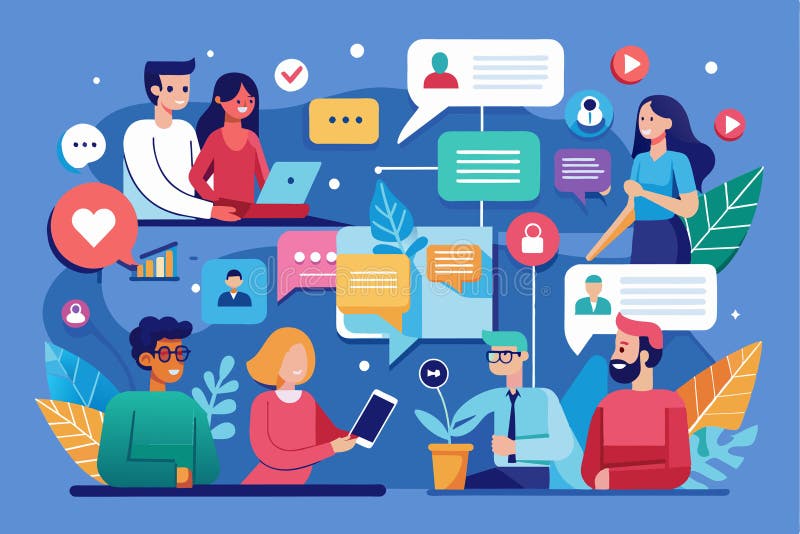 A Diverse Group of Professionals Interact through Digital Messaging ...