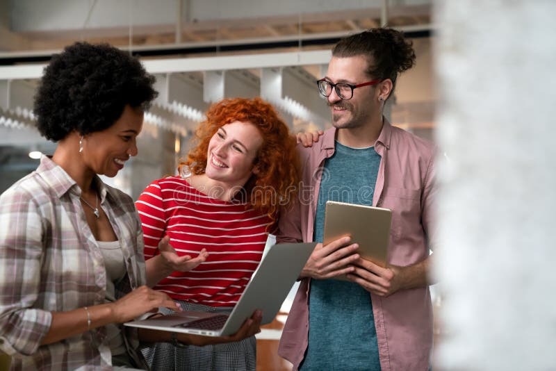 Diverse Group of Professionals Meeting in Office. it Programmers Use ...