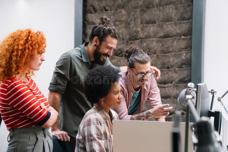 Diverse Group of Professionals Meeting in Office. it Programmers Use ...