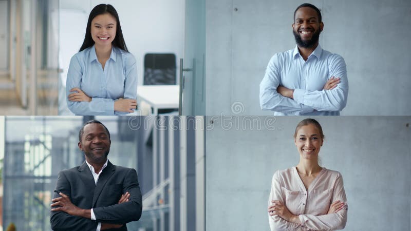 Diverse Group of Professionals Smiling and Posing in a Modern Office ...