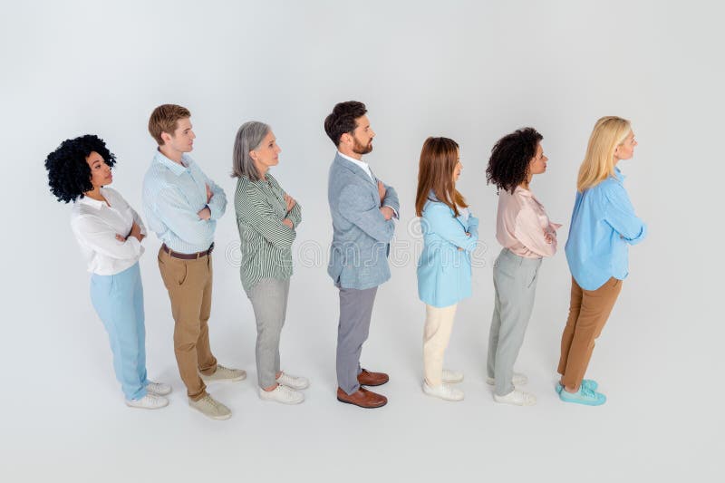 Group Diverse Professional Individuals Standing Together Grey ...