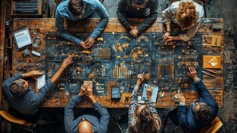 A Diverse Group of Professionals Works with the Digital Construction ...