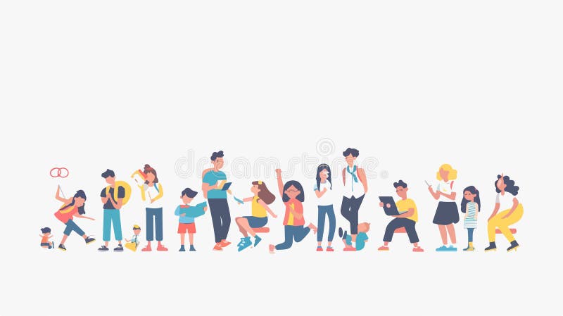 Diverse Group of School Students Engaged in Studying Various Subjects ...