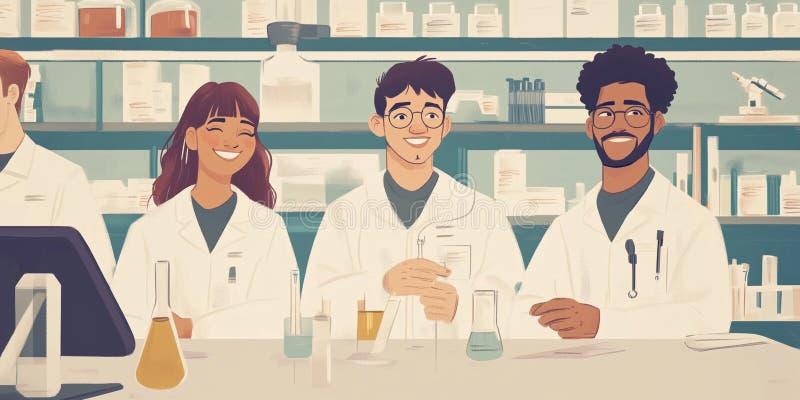 Diverse Group of Scientists Smiling in Laboratory, Showcasing Teamwork ...