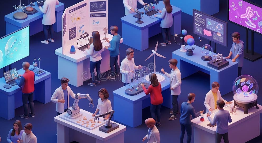 Diverse Group of Scientists and Students Collaborating on Innovative ...