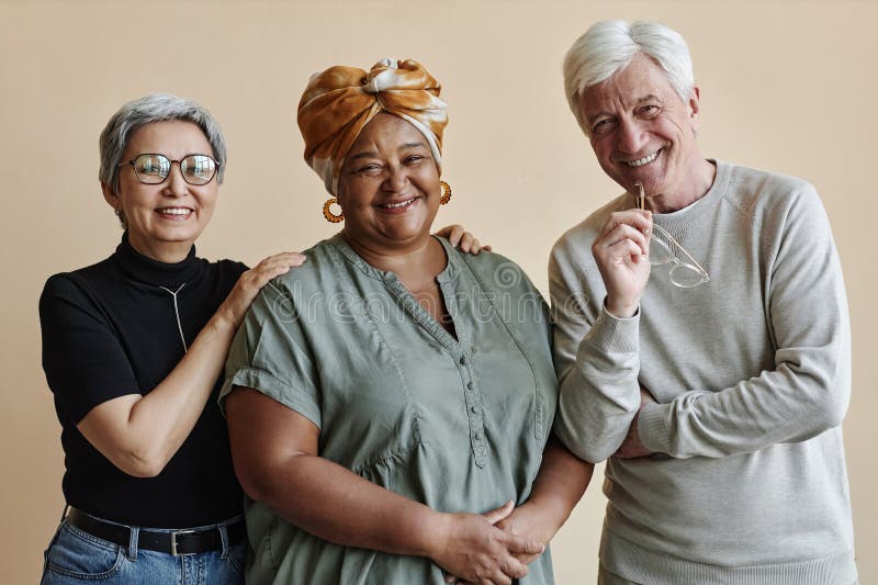 Diverse Group of Senior People Posing Together Stock Image - Image of ...