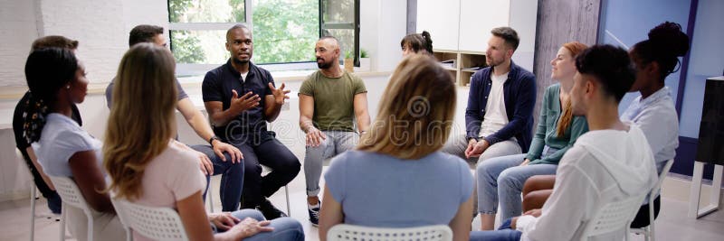 Diverse Group Sitting in Circle Stock Photo - Image of therapy, young ...