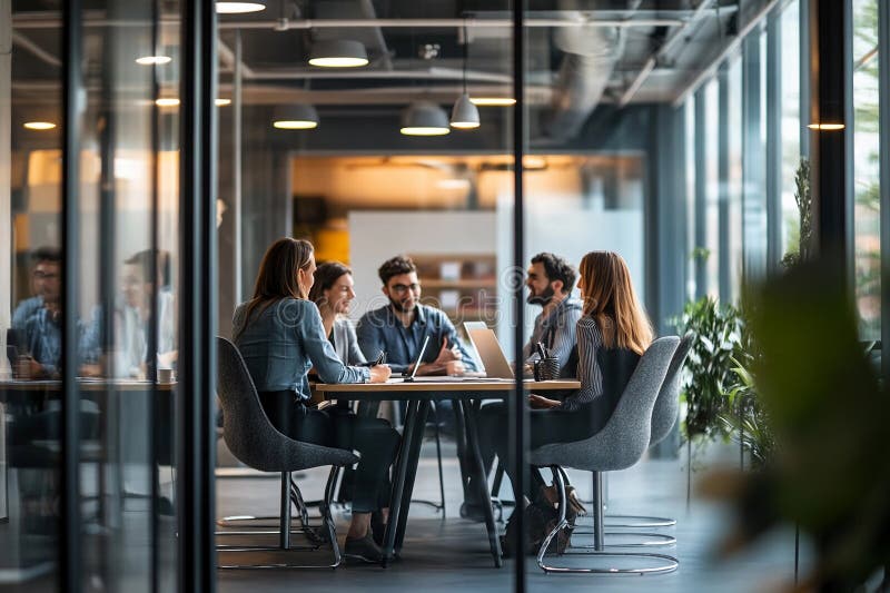 A Diverse Group of Six Professionals Engages in a Collaborative Meeting ...