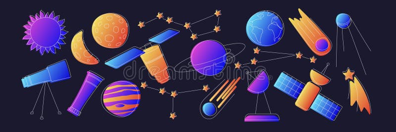 Diverse Group of Space Objects Stock Vector - Illustration of astronomy, star: 313593790