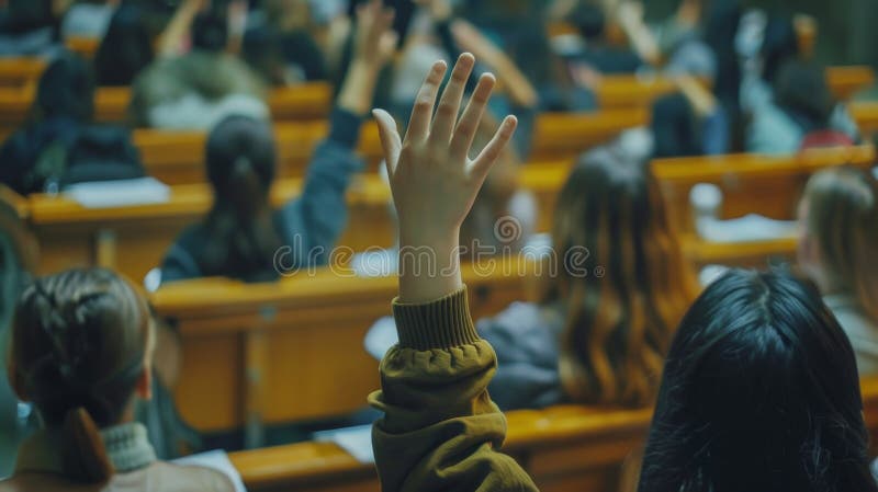 Engaged Students Raising Hands in Classroom Setting for Active ...