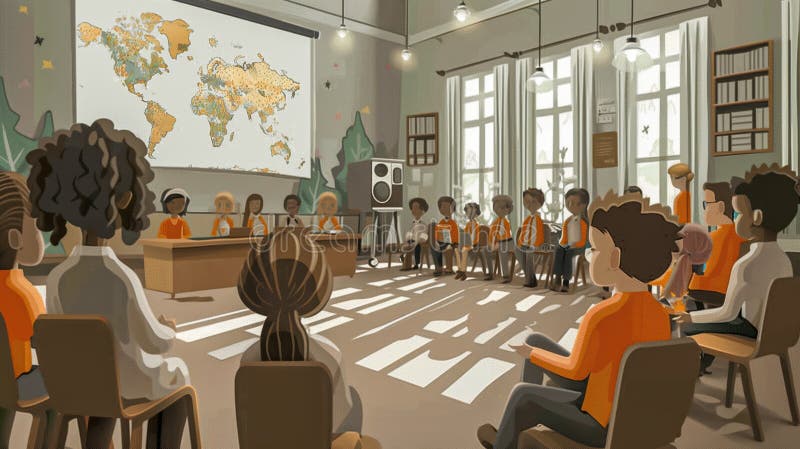 Diverse Group of Students in a Classroom Seated in a Circle Stock ...