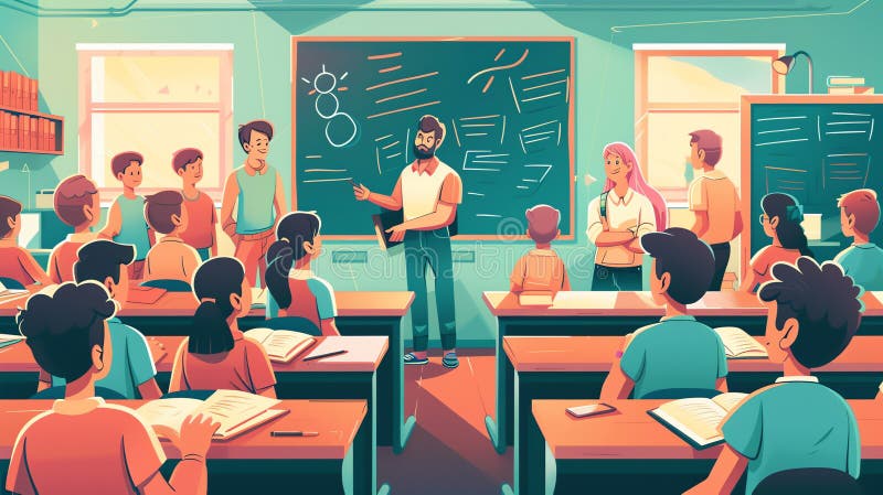 A Diverse Group of Students in a Classroom Setting Listening To a ...