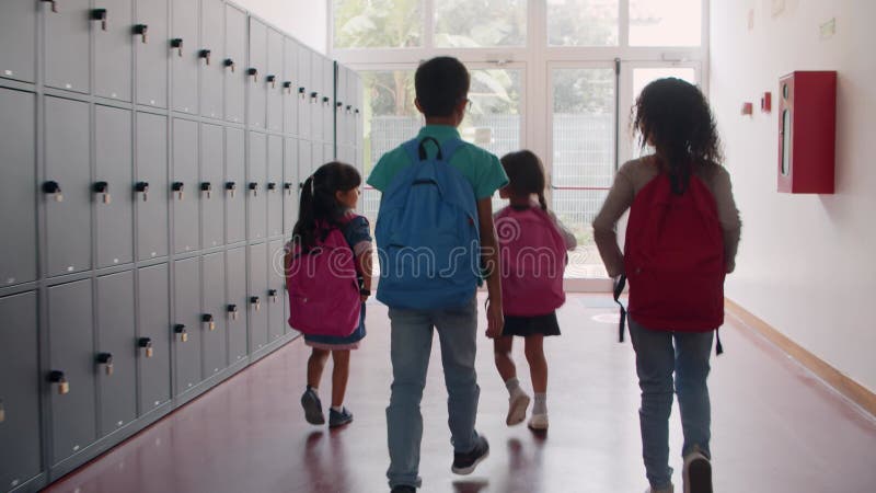 Schoolchildren of Different Ages Leaving School Stock Video - Video of ...