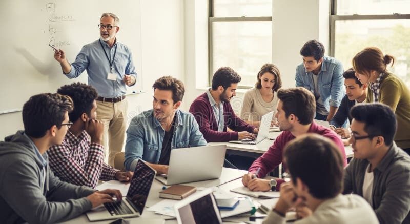 Diverse Group of Students Engaged in a Collaborative Learning Session ...