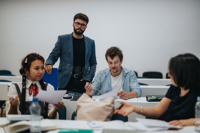 Diverse Group of Students Learning in Classroom Setting Stock Image ...