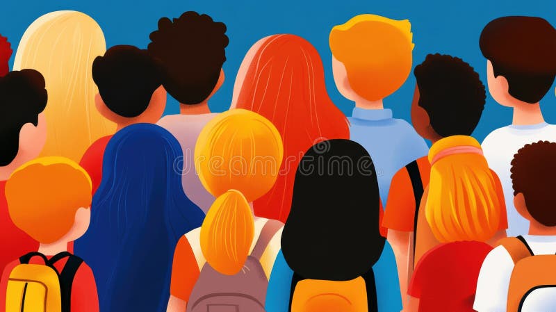 Diverse Group of Students Facing Forward in Unity, AI Stock Photo ...