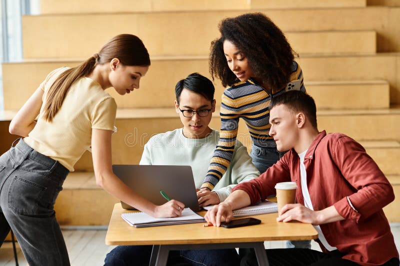 Diverse Group of Students Focused on Stock Image - Image of college ...