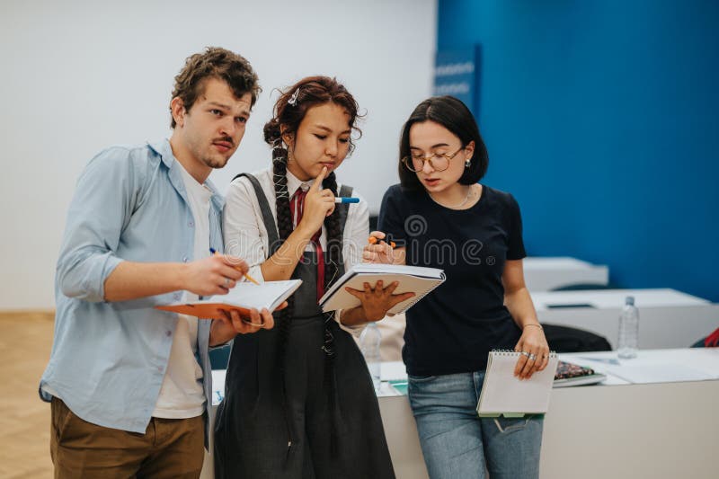 Diverse Group of Students Involved in Classroom Discussion Stock Image ...