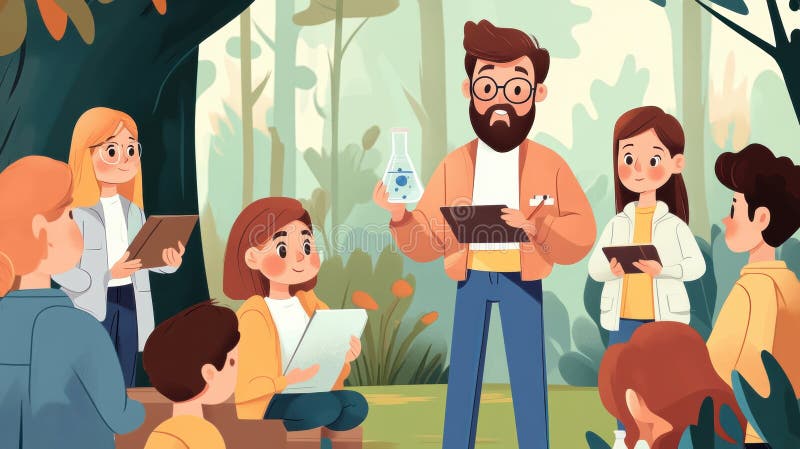 A Diverse Group of Students Learns Science Outdoors with a Teacher, AI ...