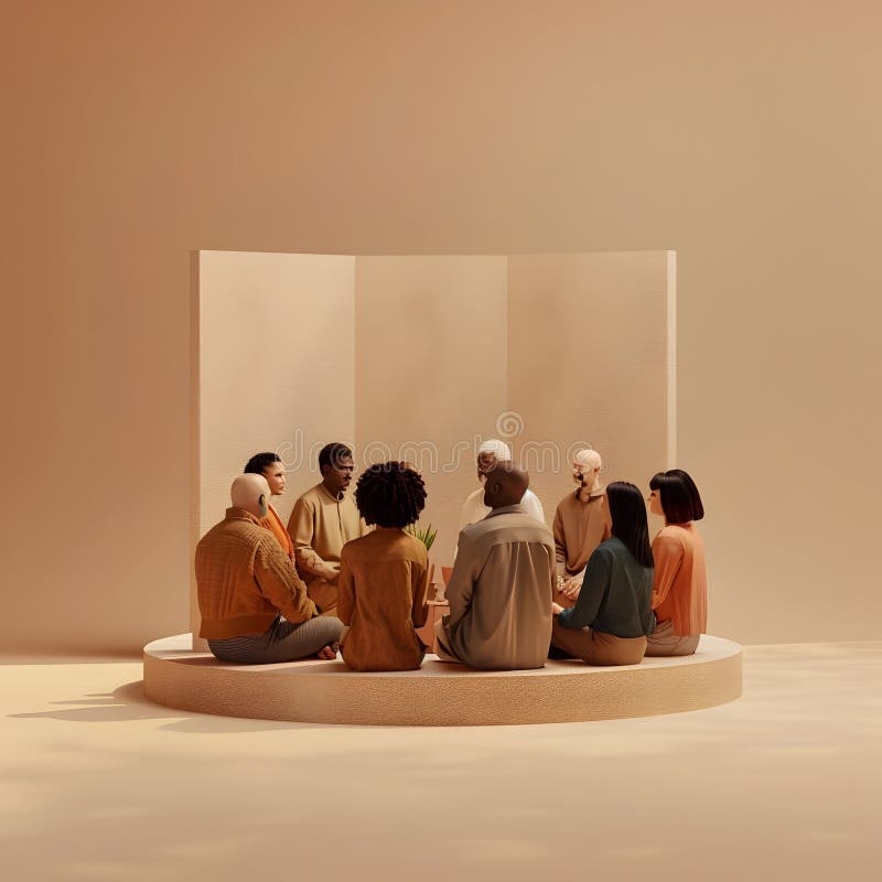 Diverse Group in Supportive Counseling Session with Reassuring Leader ...